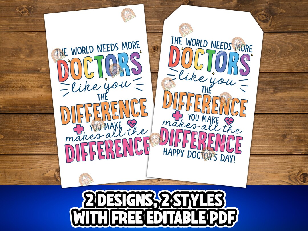 Printable Doctor Gift Tag, Thank You Doctor Appreciation Tag, Doctors ...