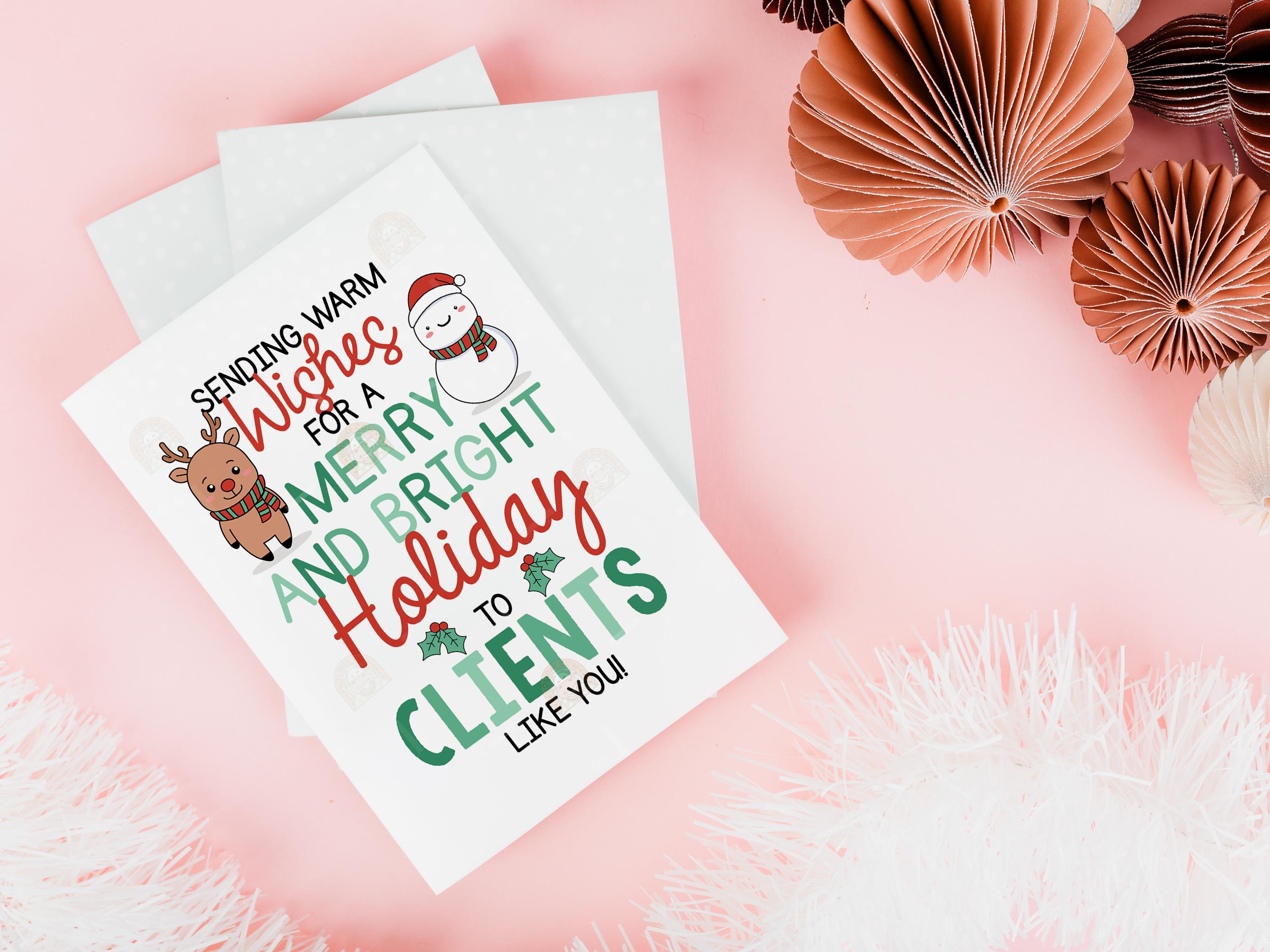 Clients Christmas Gift Printable, Merry and Bright Christmas Wishes for ...