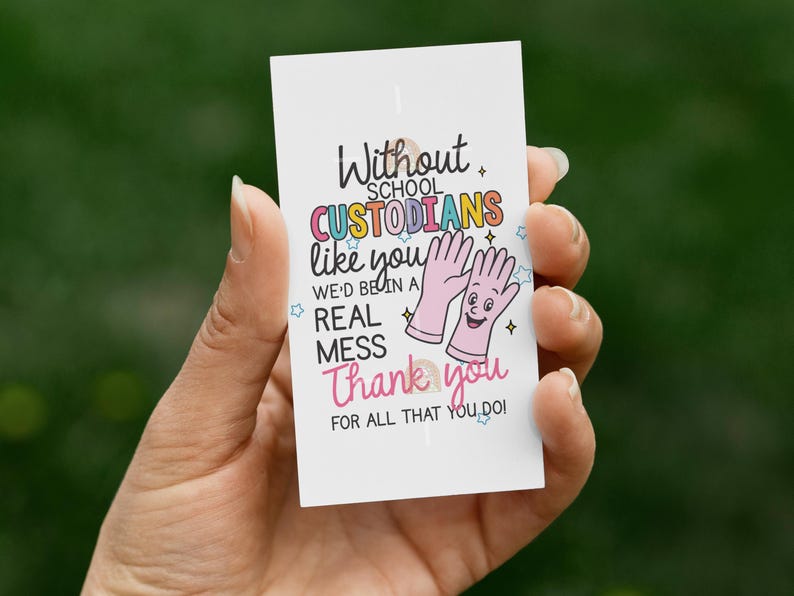 Funny School Custodian Gift Tag, Printable School Custodian ...