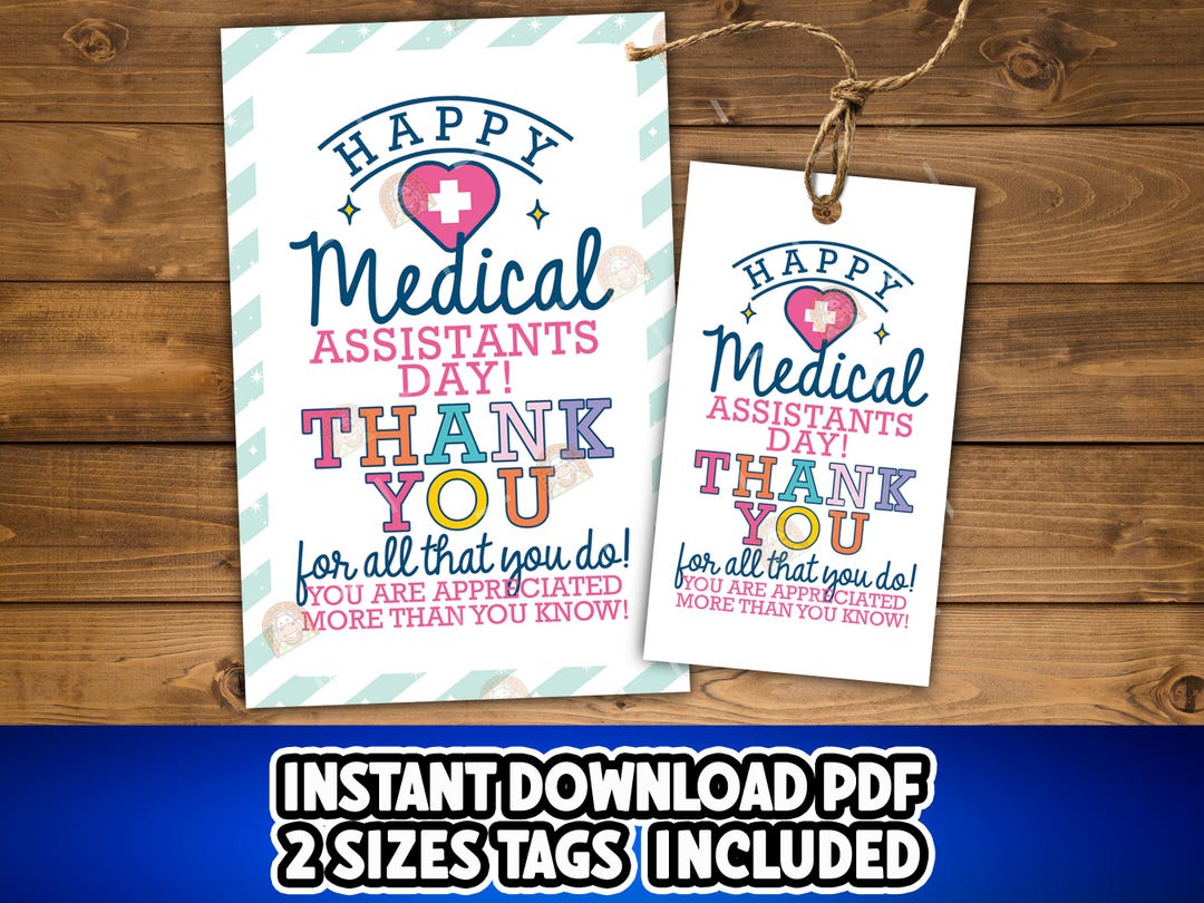 Medical Assistant Day Tag Printable, Medical Assistant Gift Tag, Happy ...