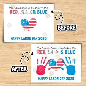 Labor Day Handprint Craft, Printable USA Labor Day Handprint Art Craft ...