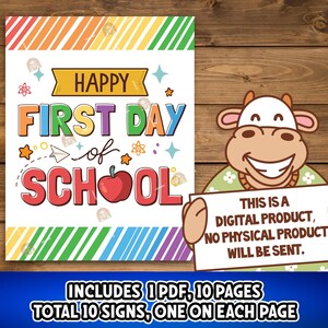 Back to School Sign First Day of School Classroom Decorations, First ...