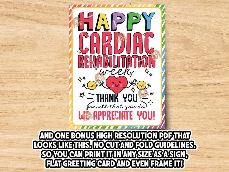Cardiac Rehab Week Sign Printable, Cardiac Rehabilitation Week Card ...