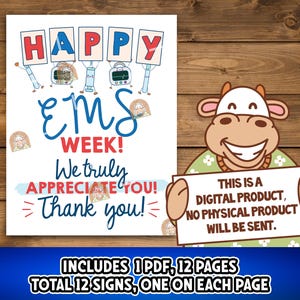 EMS Week Signs Printable, EMS Week Decor, EMS Appreciation Poster ...