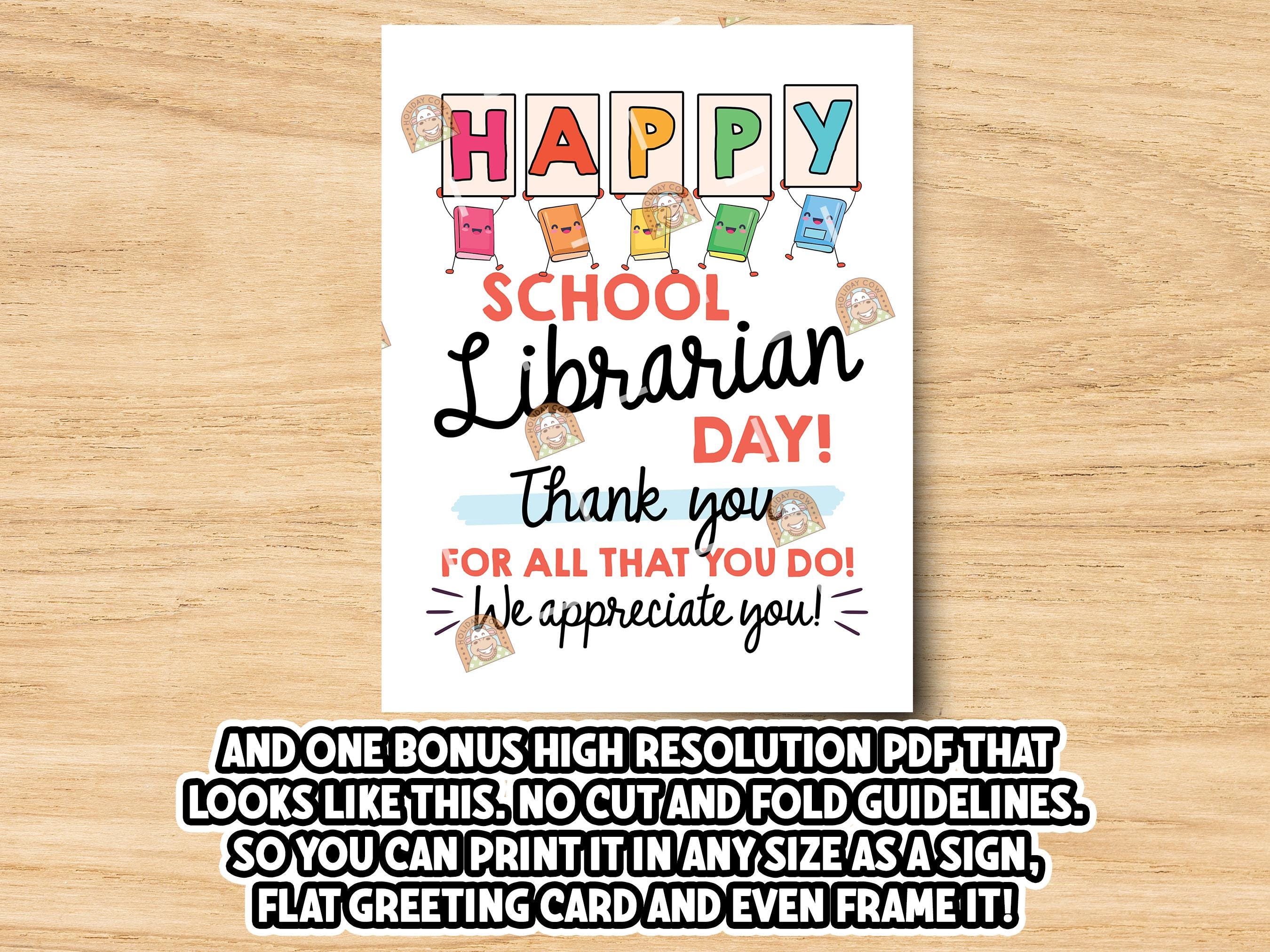School Librarian Day Gift, Printable School Librarian Day Card, Thank ...