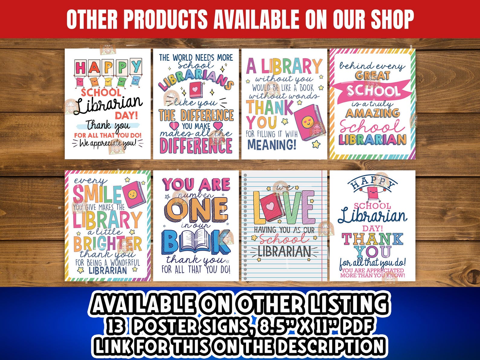 School Librarian Day Gift, Printable School Librarian Day Card, Thank ...
