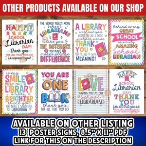School Librarian Day Gift, Printable School Librarian Day Card, Thank ...