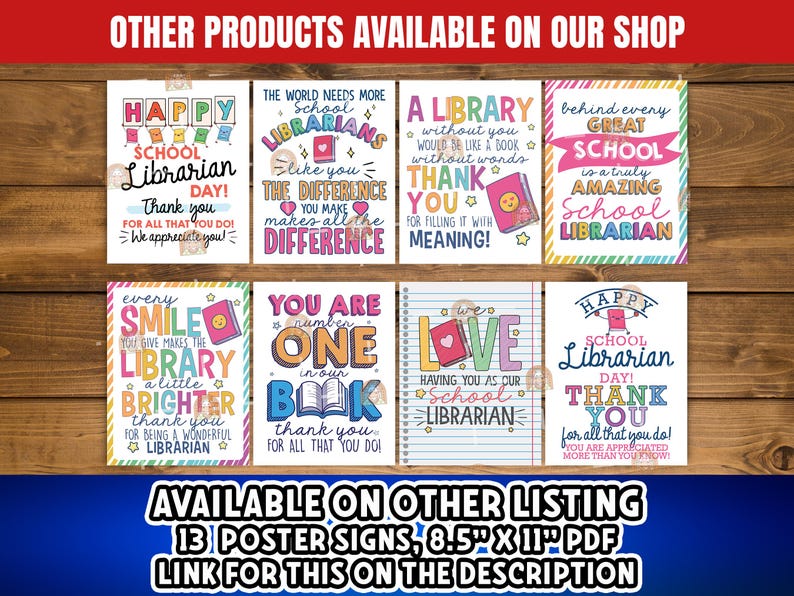School Librarian Day Gift, Printable School Librarian Day Card, Thank ...