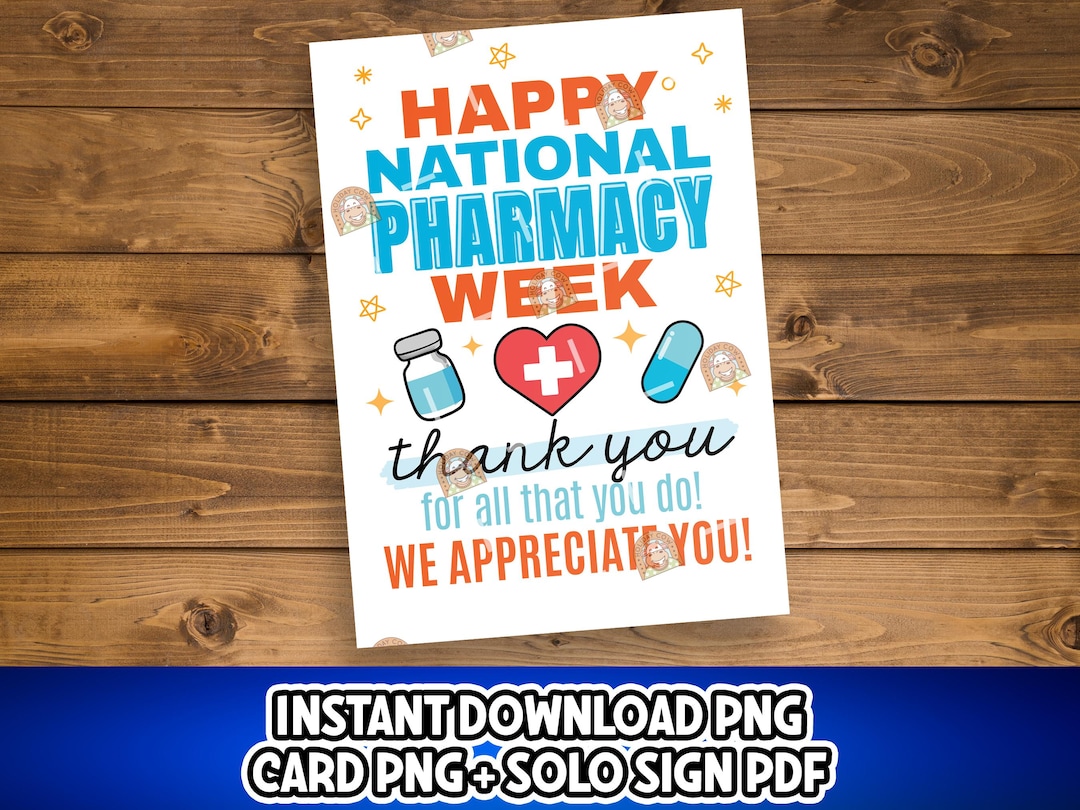 Pharmacy Week Card Printable, Pharmacist Thank You Gift, Happy Pharmacy ...