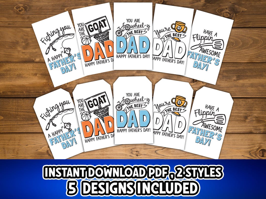 Fathers Day Tags Set, Funny Fathers Day Gift Tags Printable, Happy ...