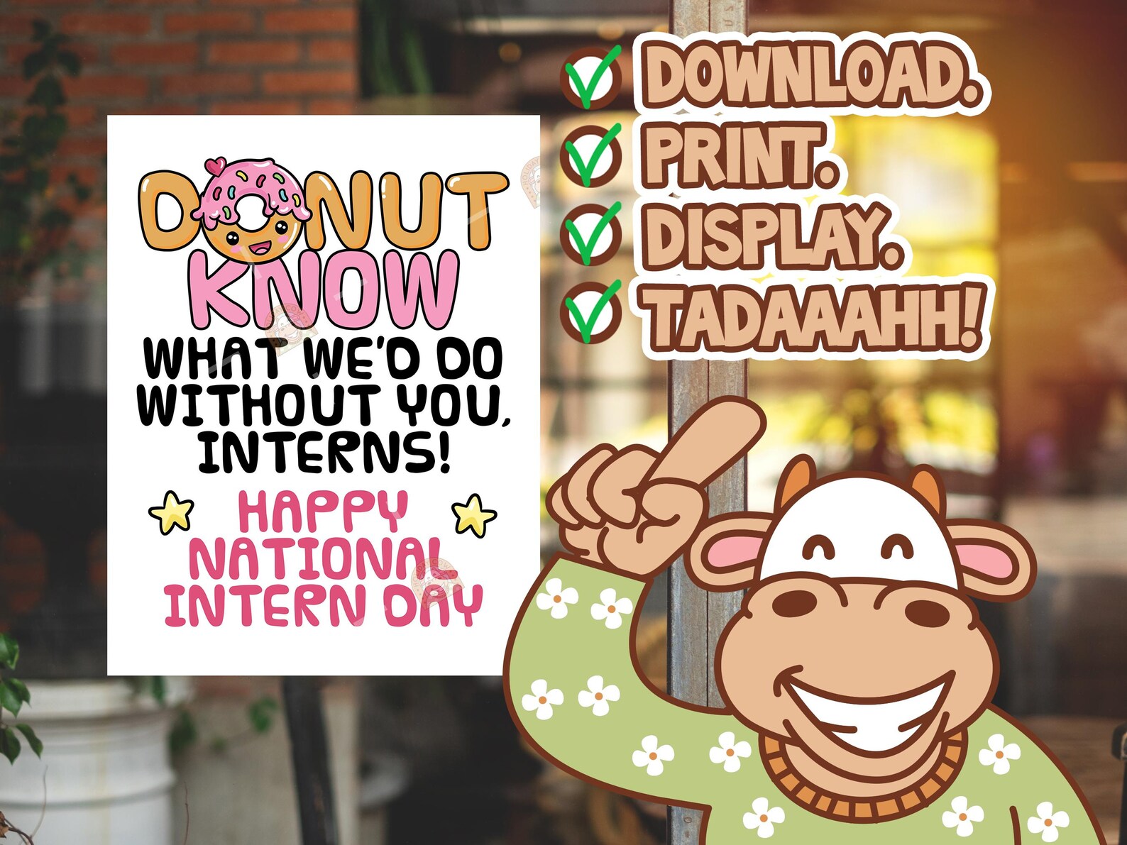 Intern Signs Bundle, Printable Happy Intern Day Poster, Intern Thank ...