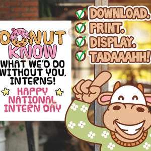 Intern Signs Bundle, Printable Happy Intern Day Poster, Intern Thank ...