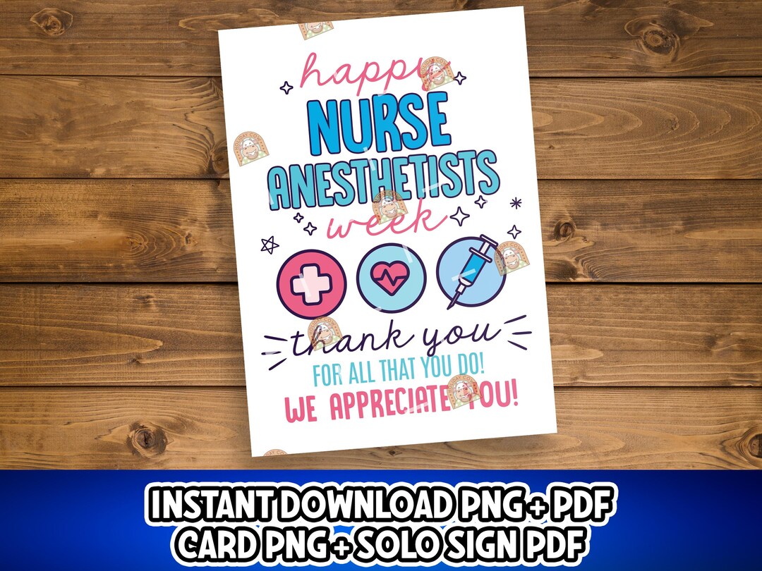 Printable Nurse Anesthetist Week Card, Thank You Nurse Anesthetist Gift ...