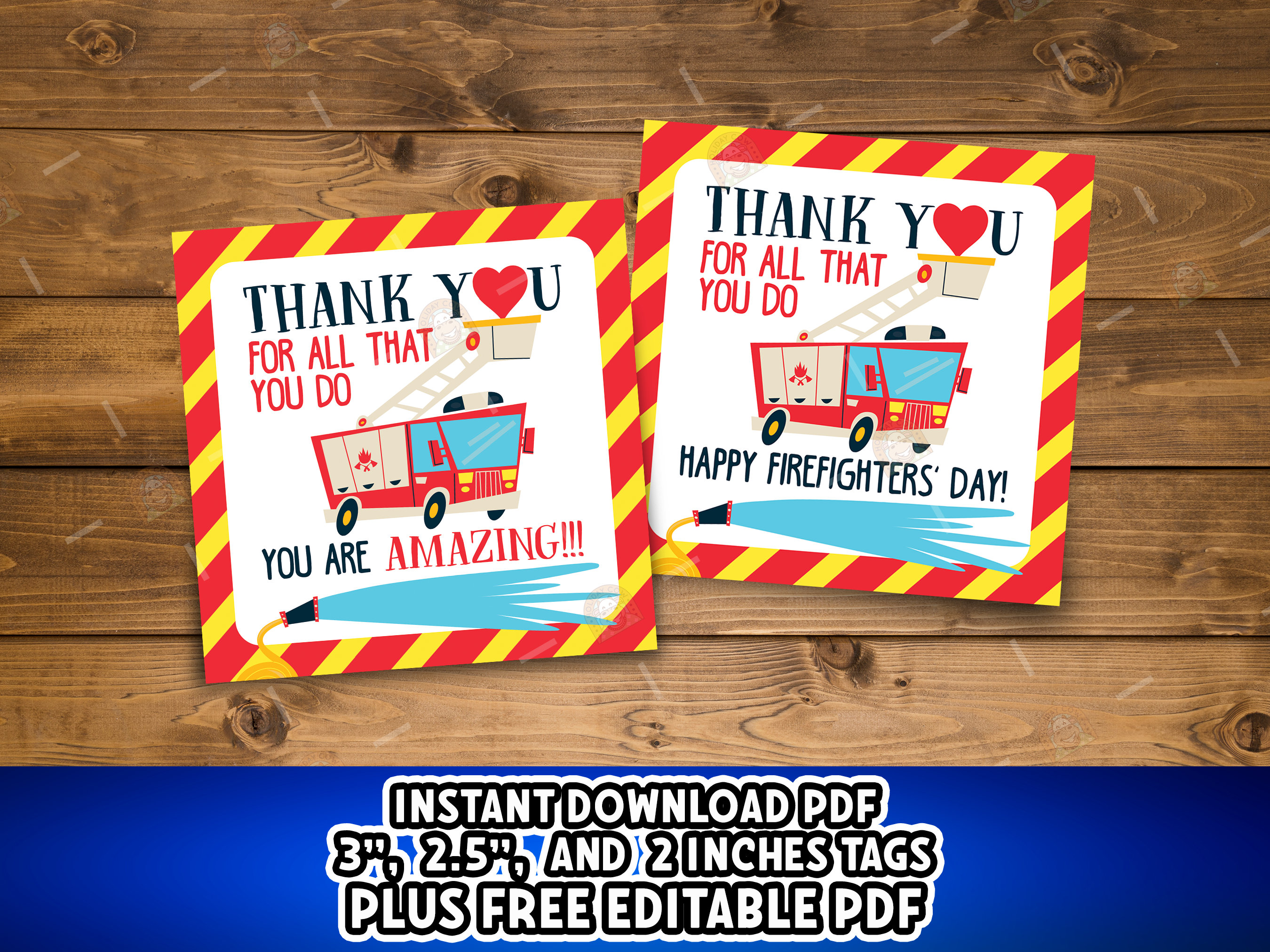 Firefighter Day Gift Tags Printable, Firefighter Appreciation Tags ...