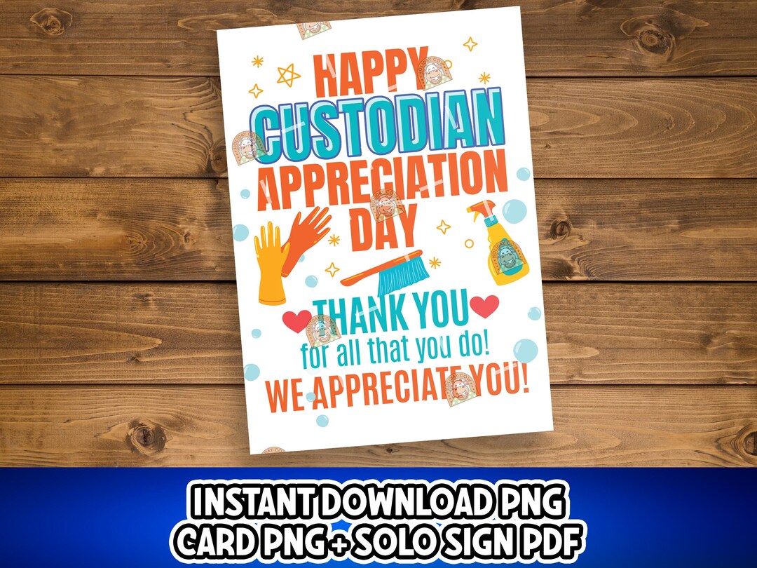 Custodian Day Card Printable, Custodian Appreciation Gift, Thank You ...