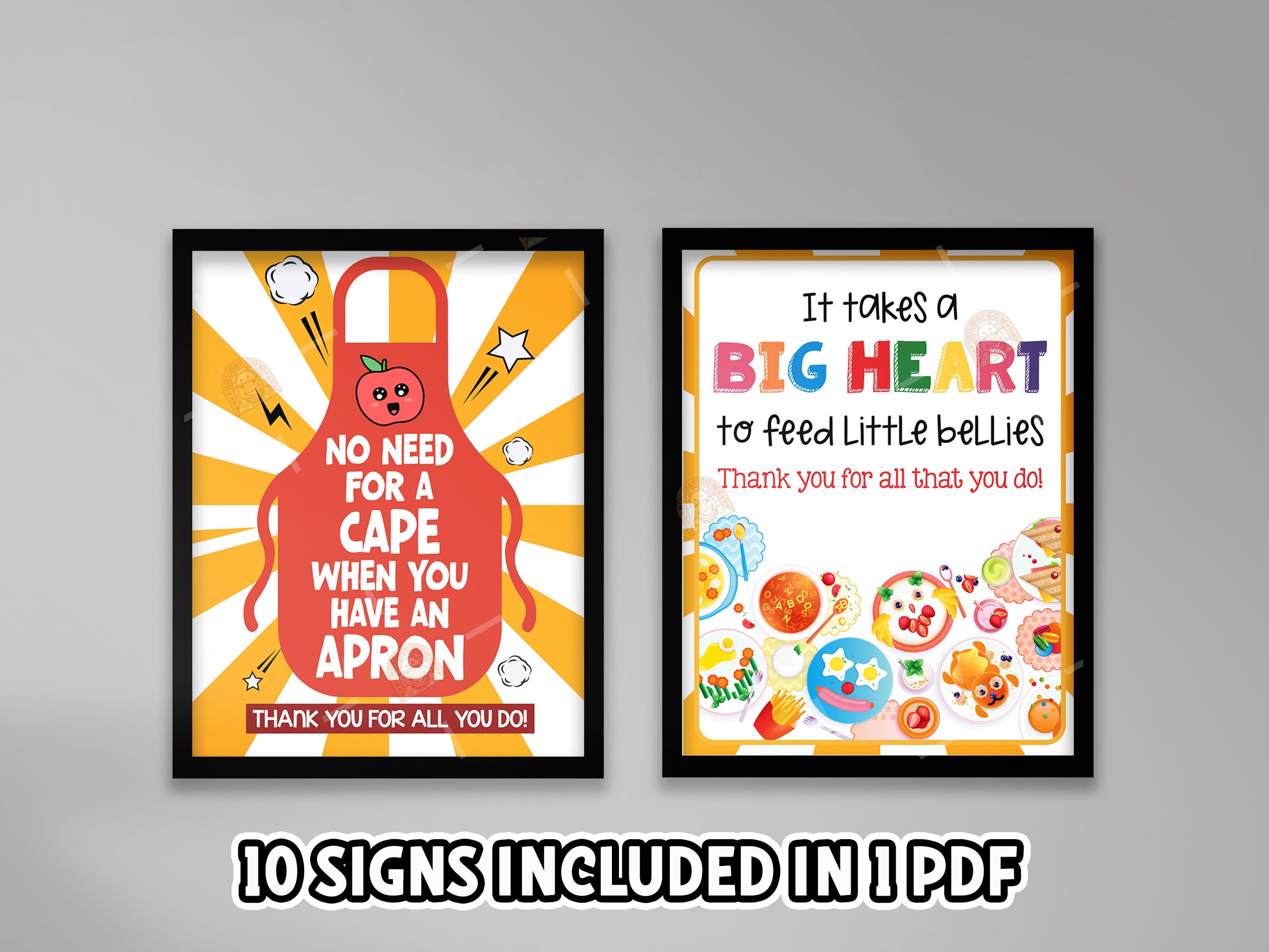 School Lunch Hero Day Sign Set of 10, Printable School Lunch Hero Thank ...