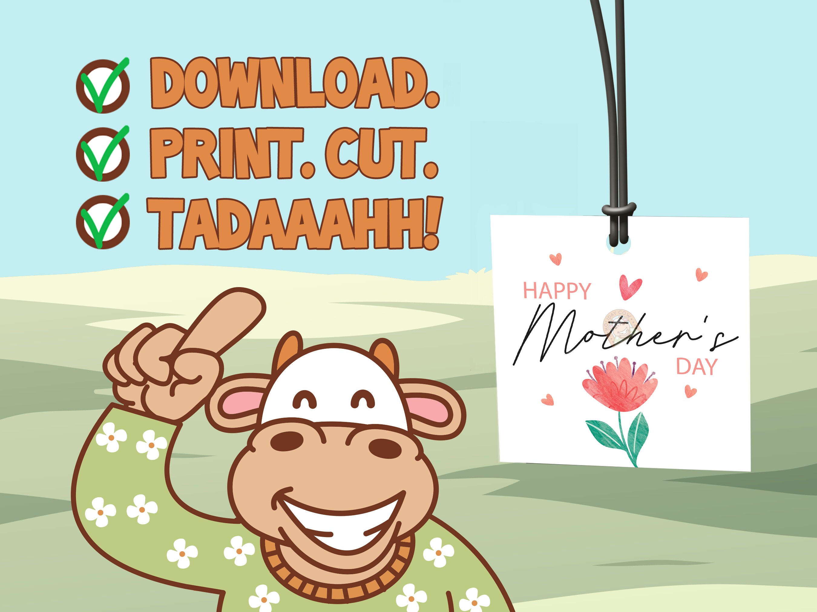 Mother's Day Tag Printable, Elegant Mothers Day Gift Tag for Mum ...