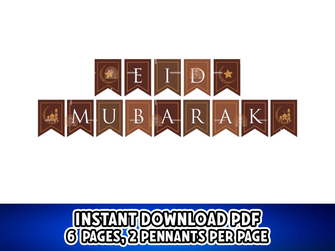 Eid Mubarak Banner Printable, Eid Mubarak Decor, Eid Mubarak Banner for ...