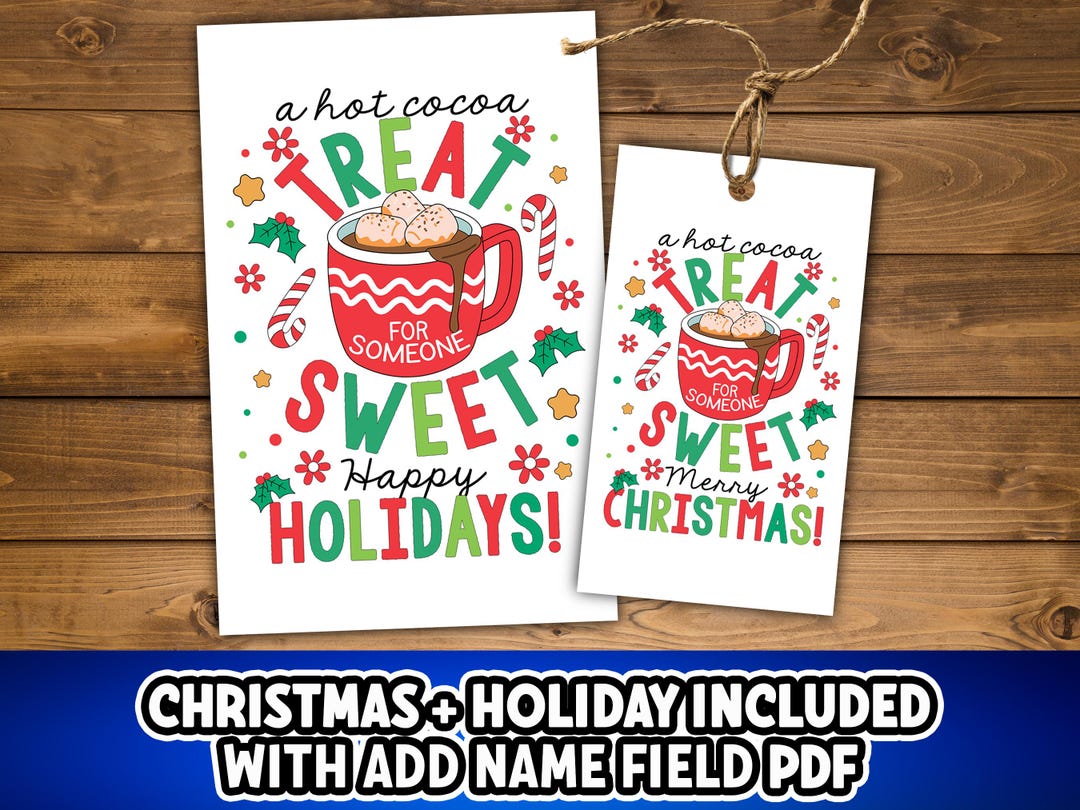 Hot Cocoa Gift Tag, Printable Christmas Cocoa Favor Tag, Hot Cocoa ...