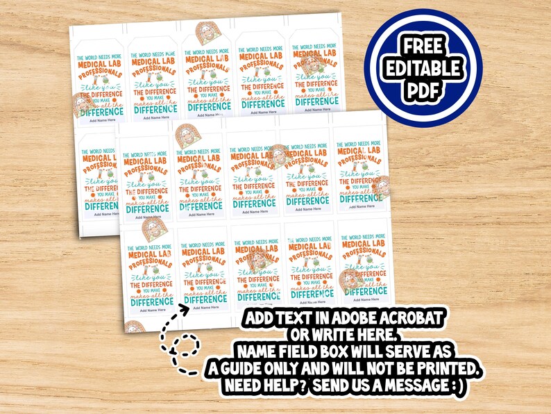Printable Lab Week Gift Tag, Medical Laboratory Professionals Tag ...