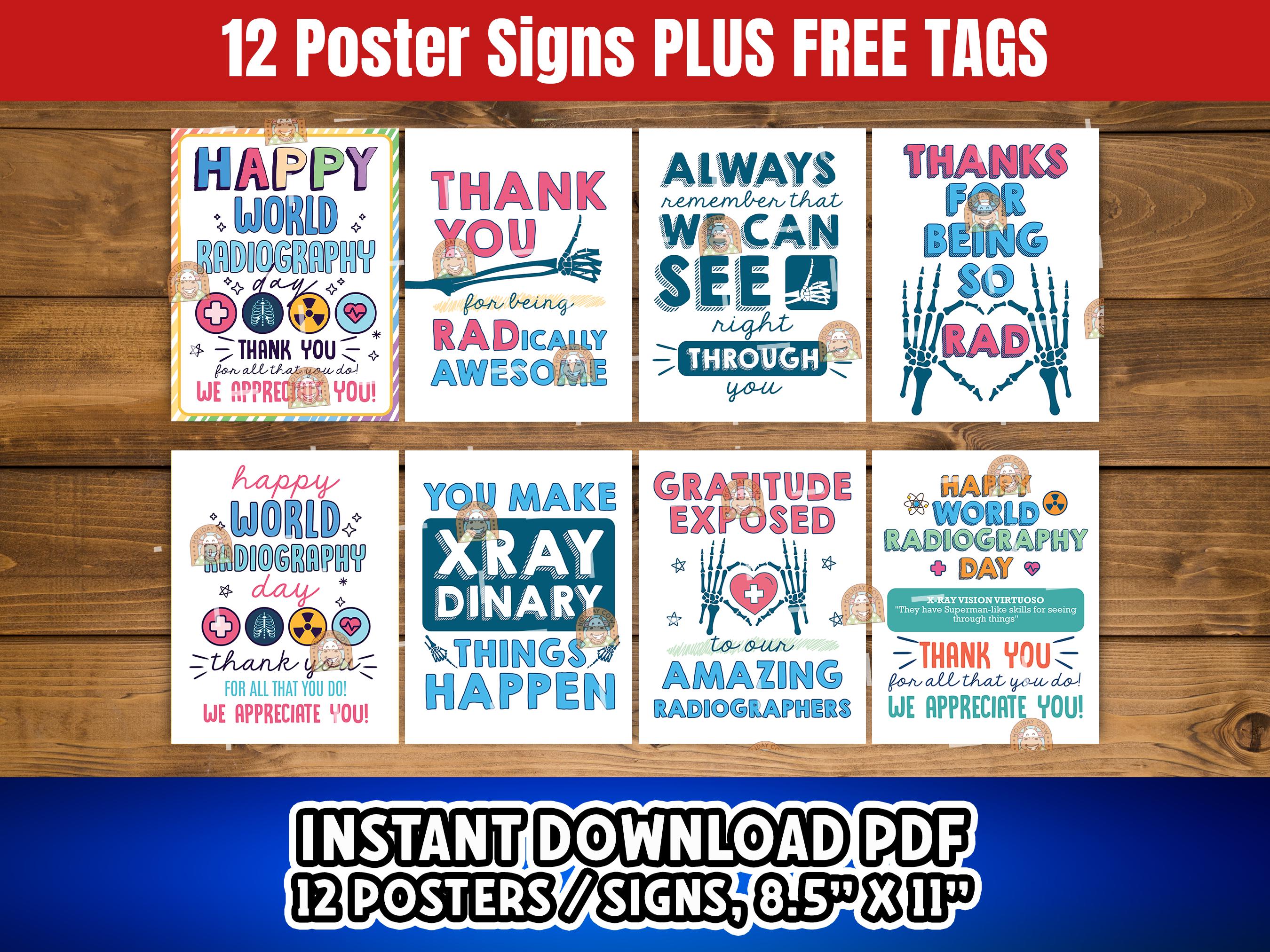 World Radiography Day Signs Printable, Radiology Technology Day Decor ...