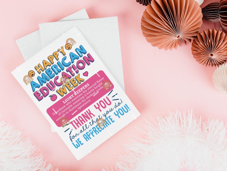 Printable American Education Week Card, Teacher Thank You Card ...