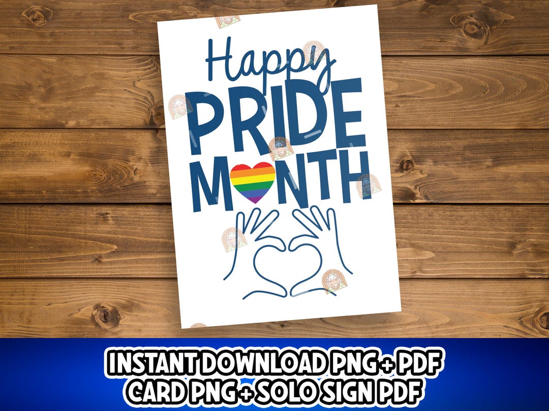 Pride Month Gift, Printable Pride Month Card, Happy Pride Month Sign ...
