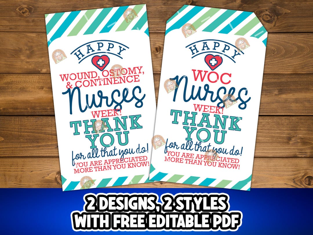 Printable WOC Nurses Week Gift Tag, WOC Nurse Appreciation Tag, Wound ...