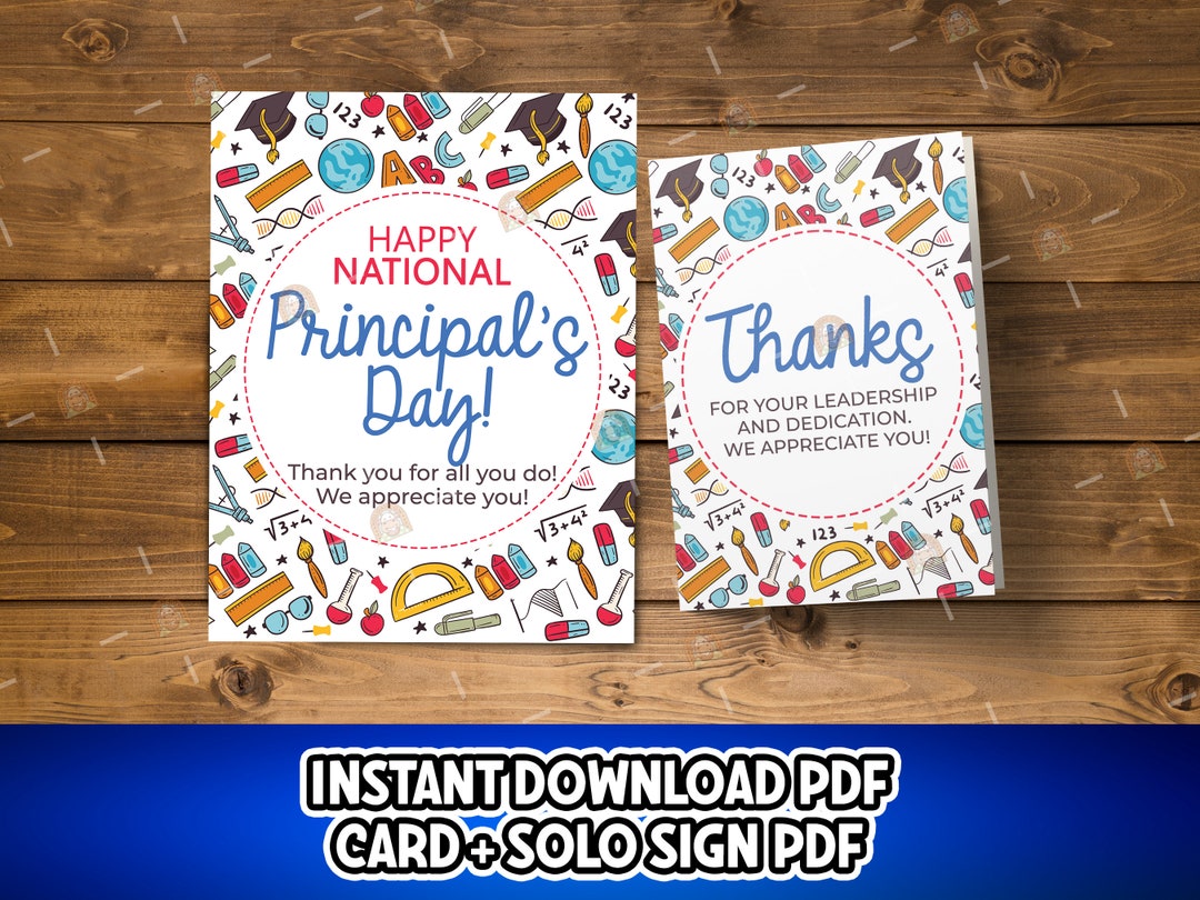 Principal Appreciation Card, School Principal Gift Printable , National ...