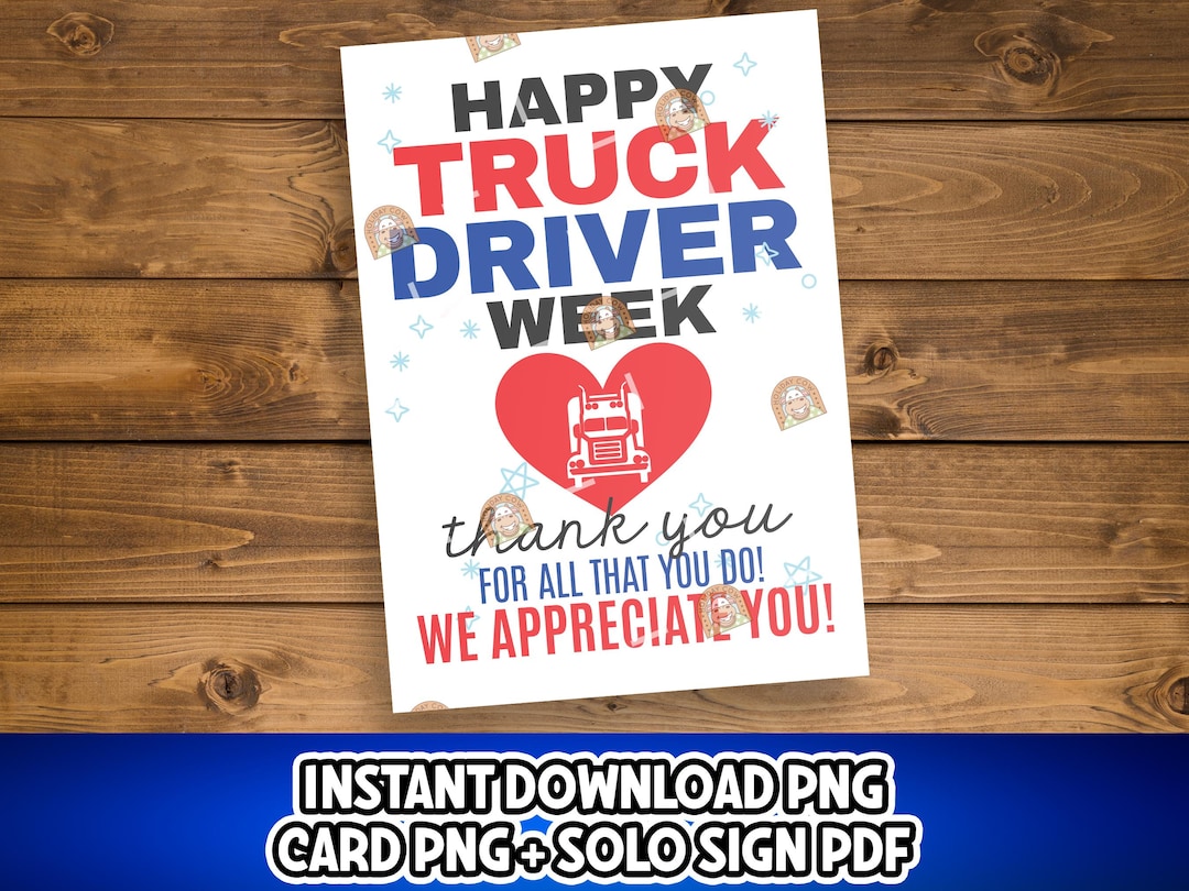 Truck Driver Appreciation Week Card Printable, Truck Driver ...