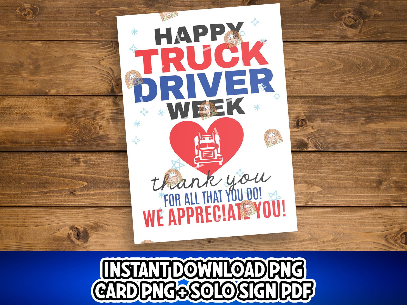Truck Driver Appreciation Week Card Printable, Truck Driver ...