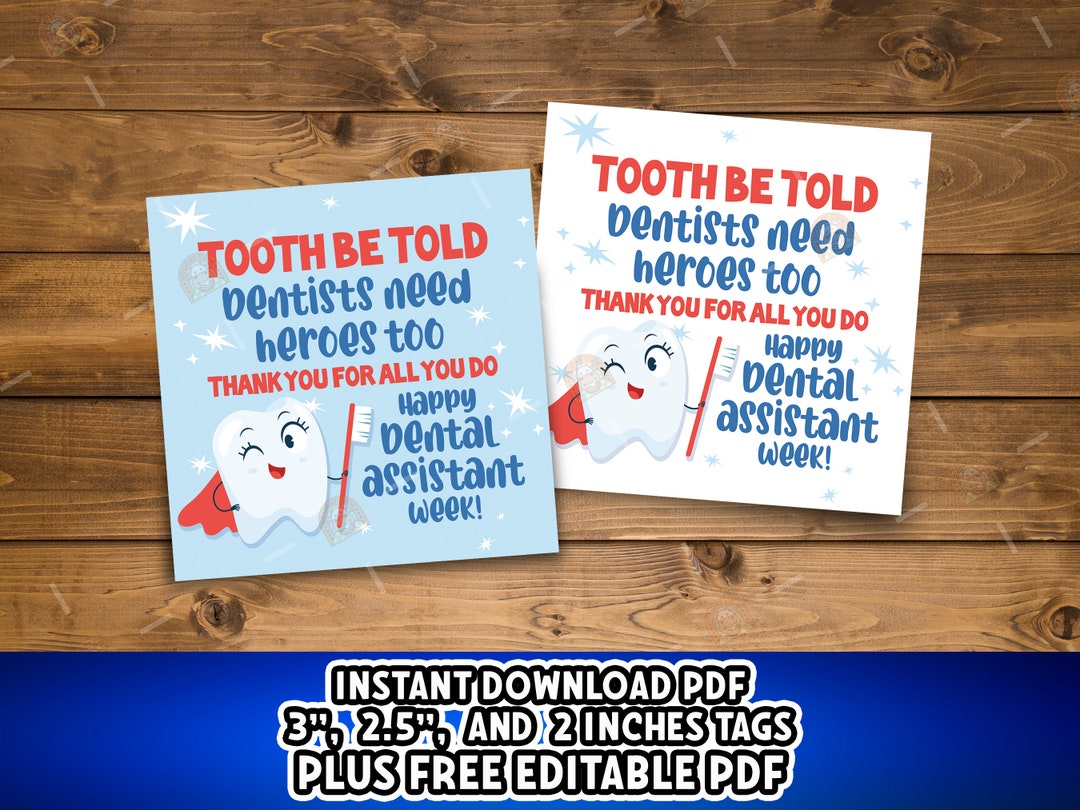 Dental Assistant Tag, Printable Dental Assistant Week Appreciation Tags ...