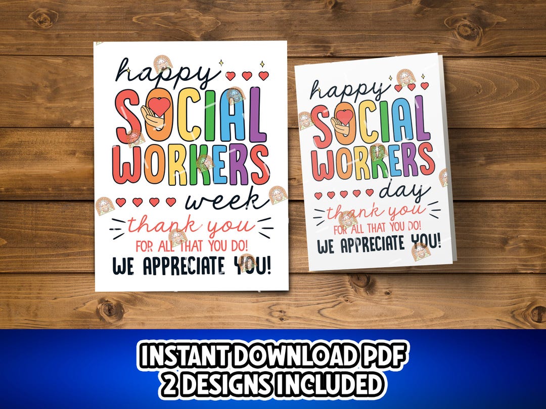 Social Workers Day Card Printable, Social Workers Week Sign, Social ...