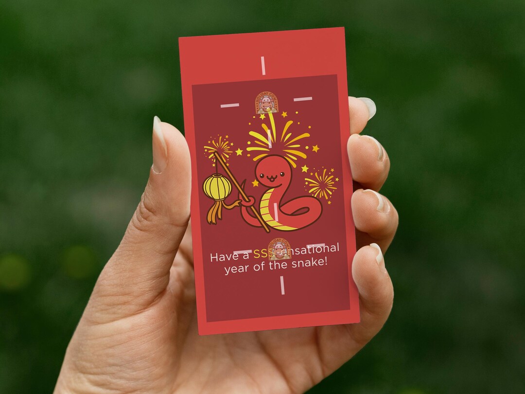 Year of the Snake Tags Printable, Punny Chinese Zodiac Snake Tag, Happy ...