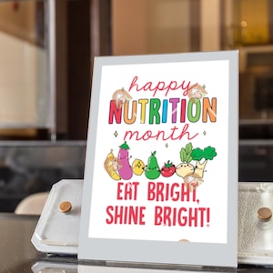 Nutrition Month Sign Printable, School Nutrition Month Décor, Nutrition ...