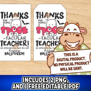 Teacher Halloween Printable Tag, Thanks for Being A Spooktacular ...