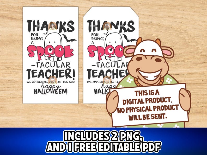 Teacher Halloween Printable Tag, Thanks for Being A Spooktacular ...