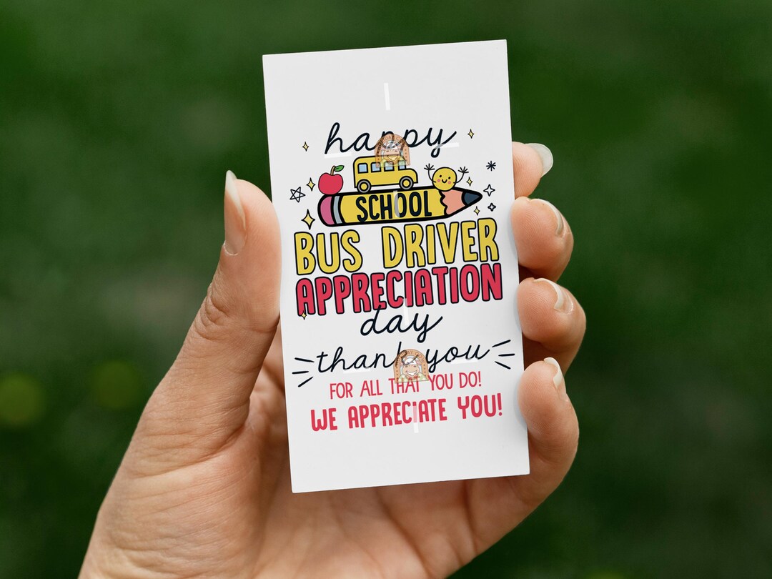 Printable School Bus Driver Appreciation Day Gift Tag, School Bus ...