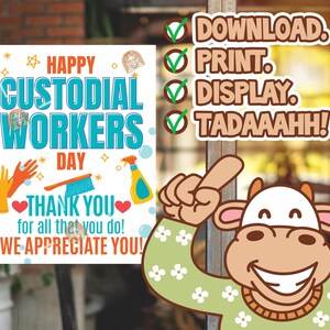 Custodial Workers Day Signs Printable, Custodial Worker Appreciation ...