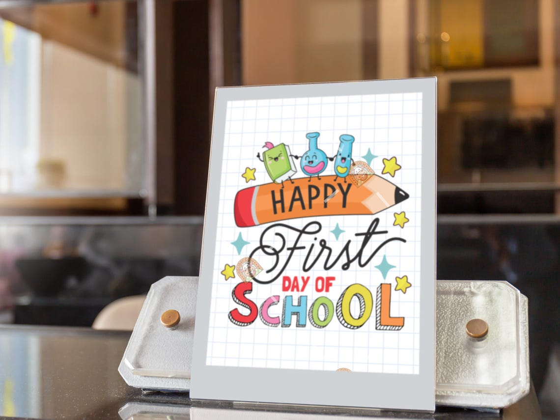 Personalized First Day of School Card Printable, Welcome Back to School ...