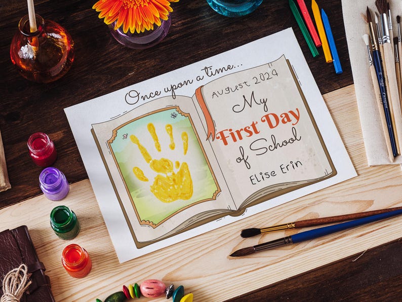 First Day of School Handprint Craft Printable, Back to School Handprint ...