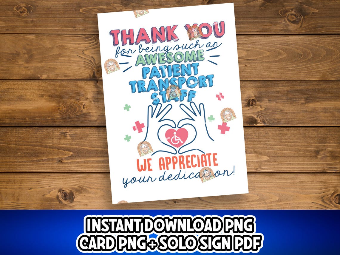 Patient Transporter Thank You Gift, Patient Transport Week Card ...