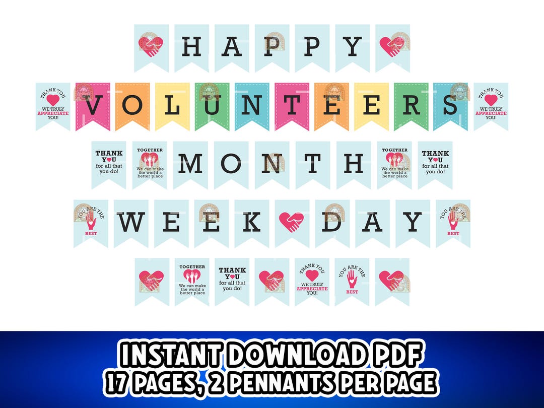 Volunteer Month Banner Printable, Thank You Volunteer Gift, Volunteer ...