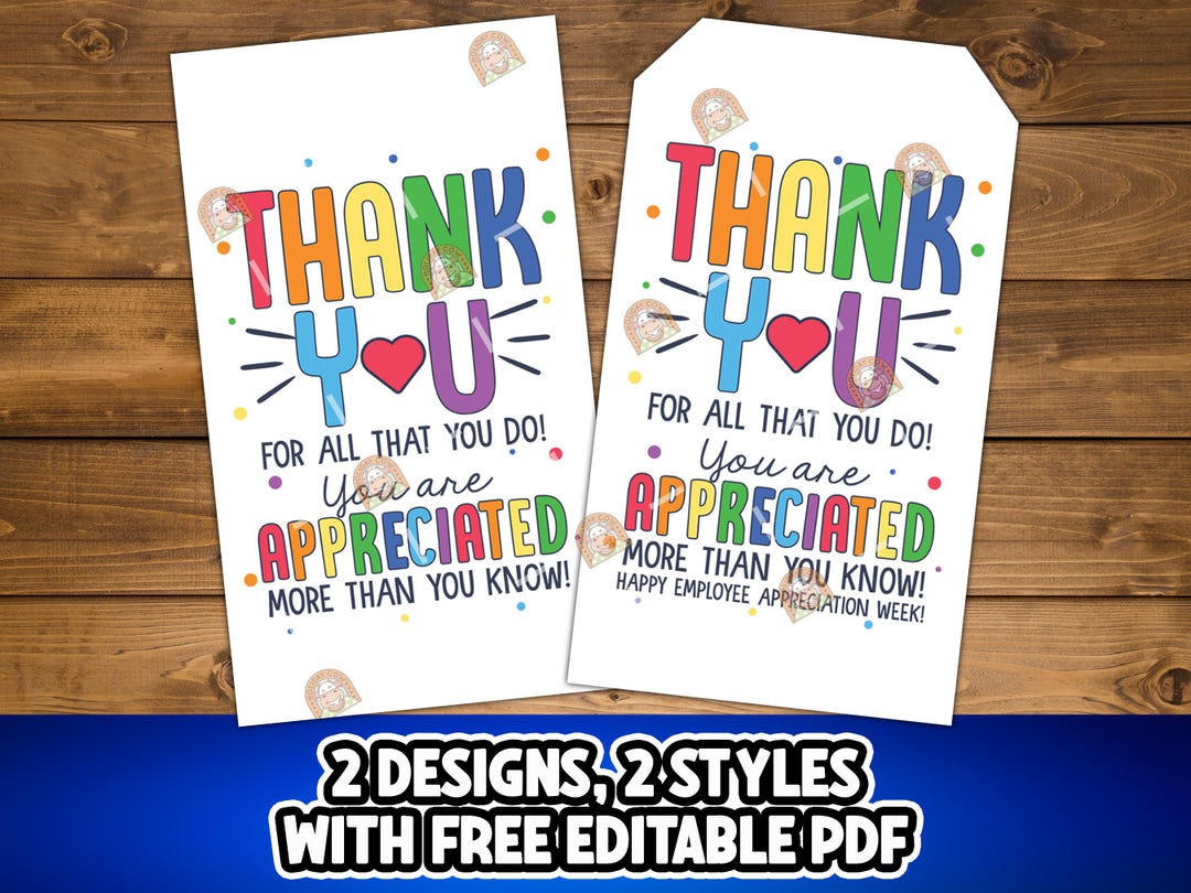 Employee Appreciation Week Gift Tag Printable, Staff Appreciation ...