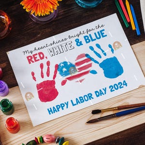 Labor Day Handprint Craft, Printable USA Labor Day Handprint Art Craft ...