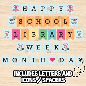 Printable Library Banner, Library Week Banner, Library Signs, Library ...