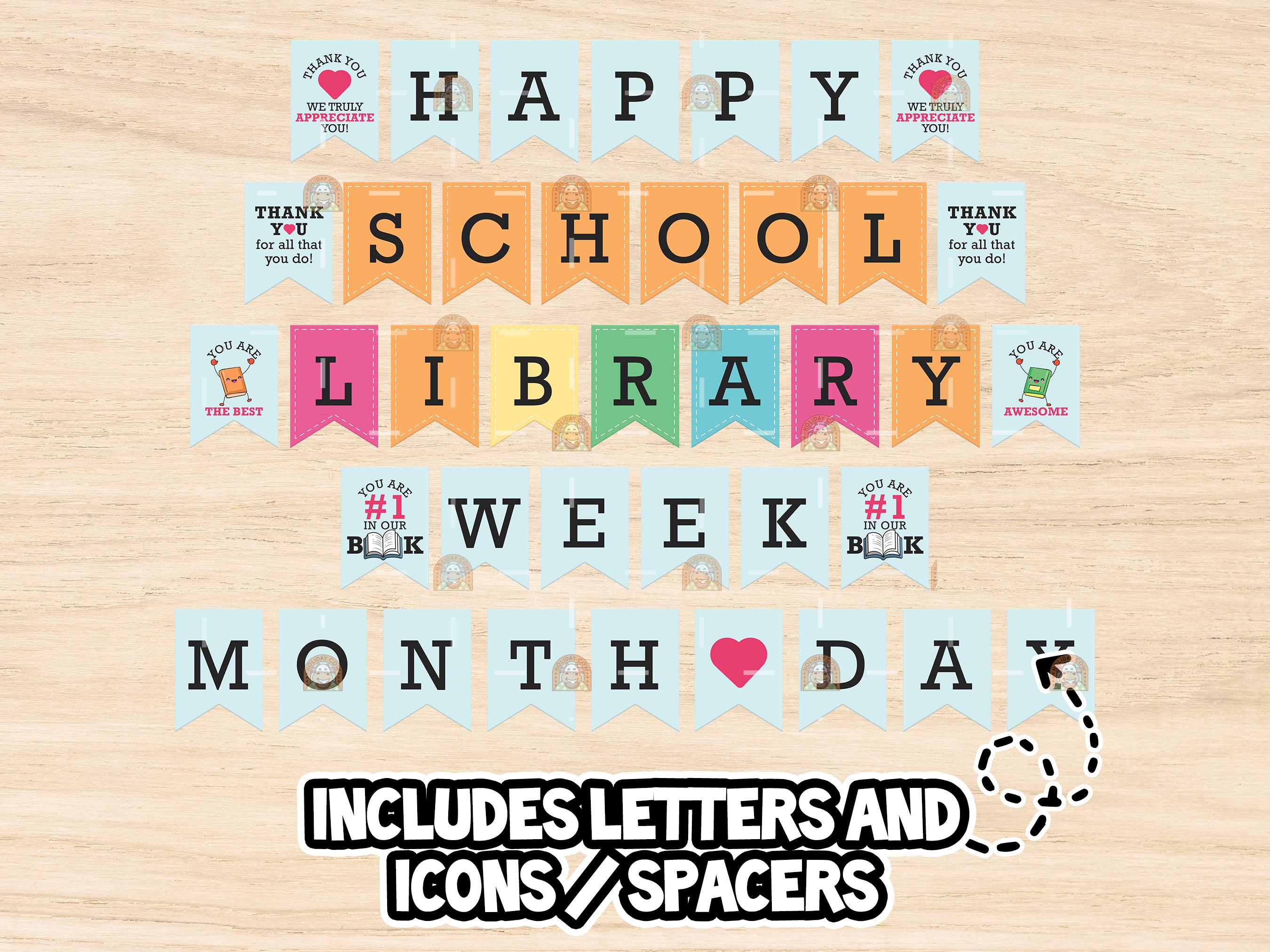 Printable Library Banner, Library Week Banner, Library Signs, Library ...