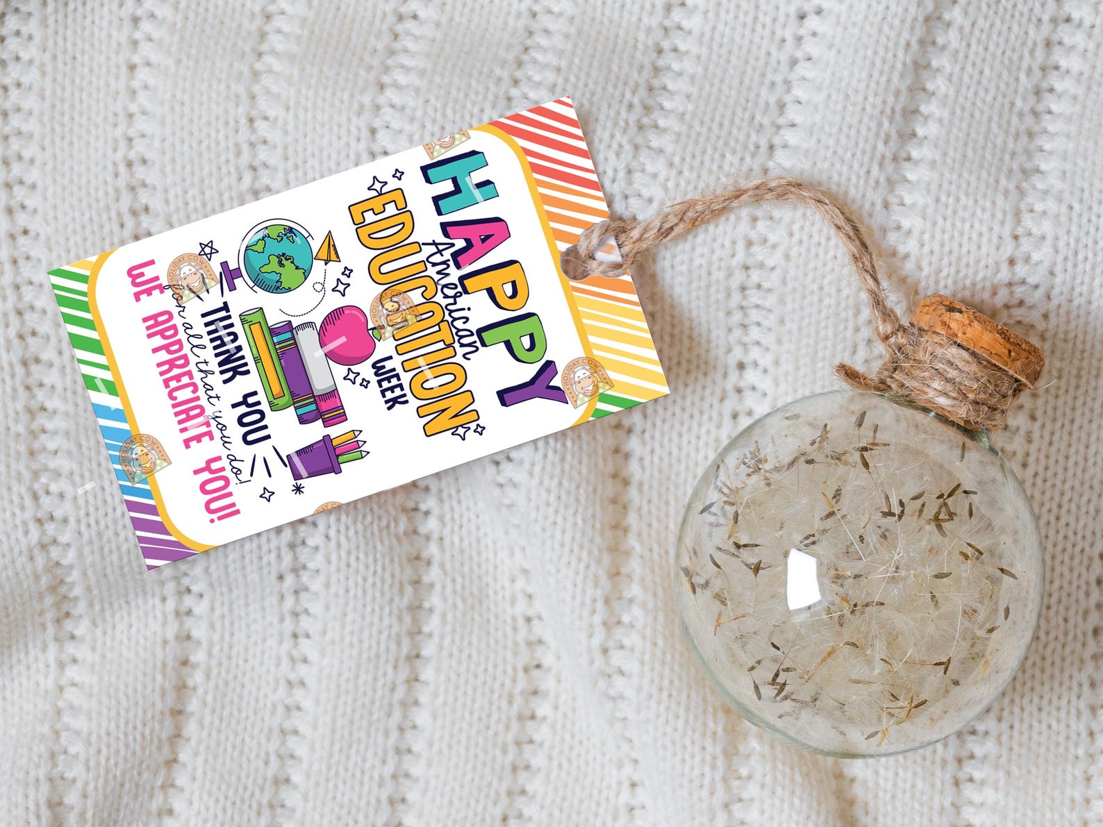 American Education Week Tags Printable, Thank You Teacher Tag, Educator ...