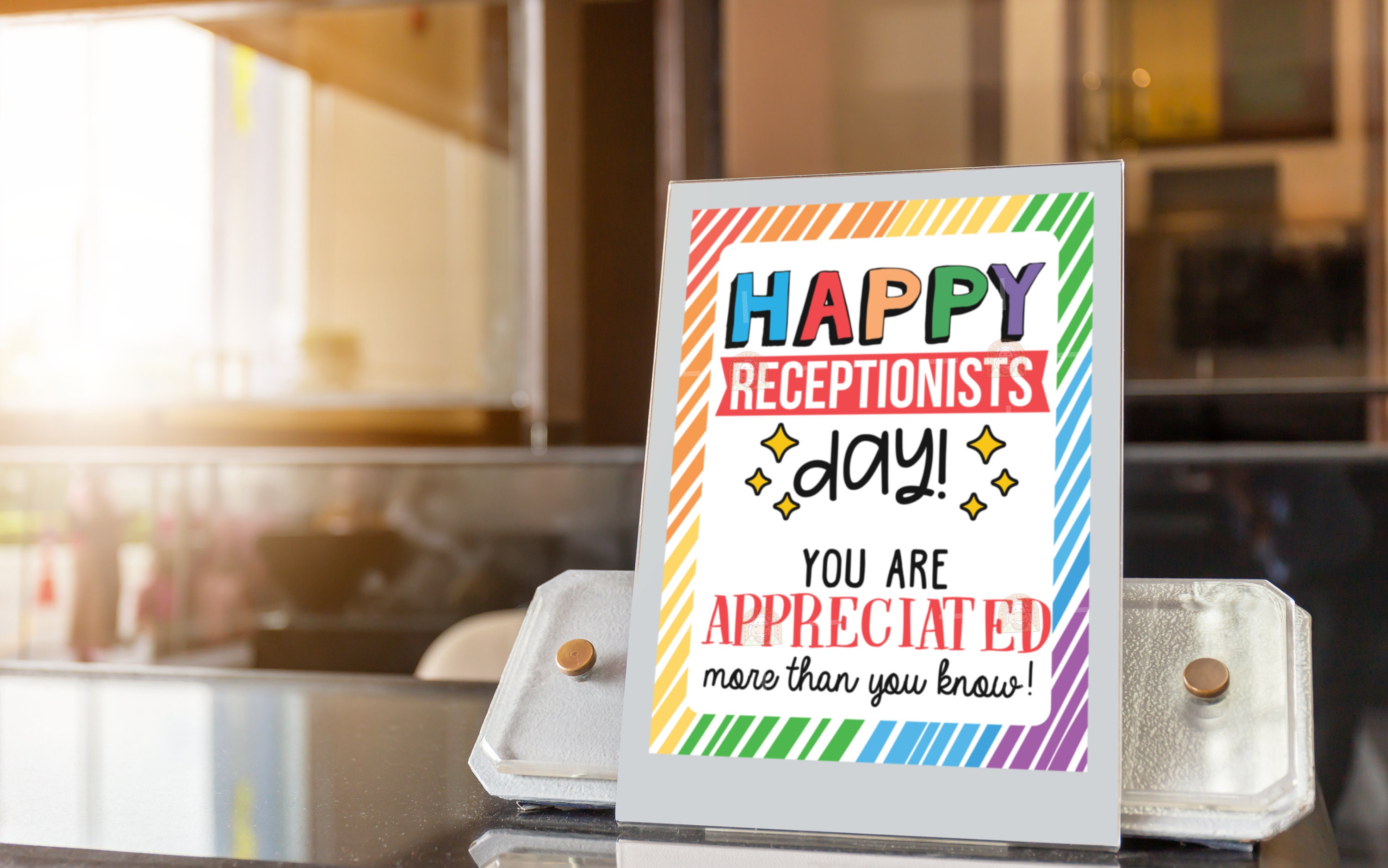 Receptionists Sign Bundle, Printable Happy Receptionists Day Poster ...