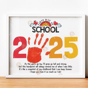 First Day of School Handprint Craft Printable, Back to School Handprint ...